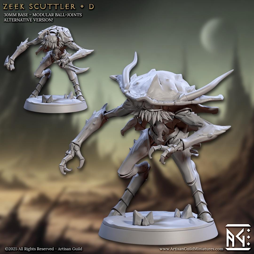 Zeek Hoard Scuttler V4 (30mm Base) 3D Printed Resin Miniature ...