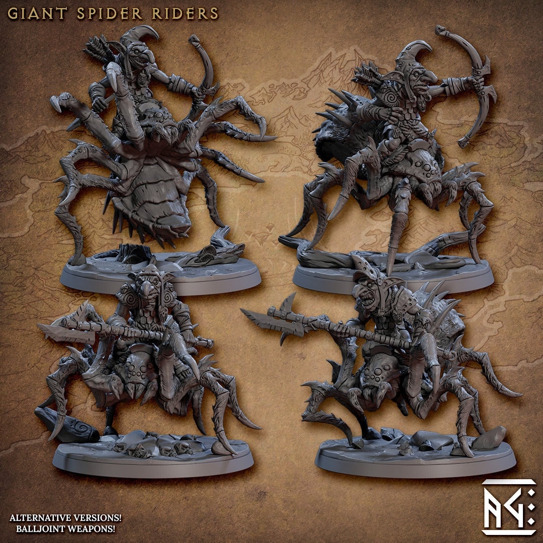 Giant Faldorn Goblin Spiders V1 50mm Base 3D Printed Resin Miniature ...