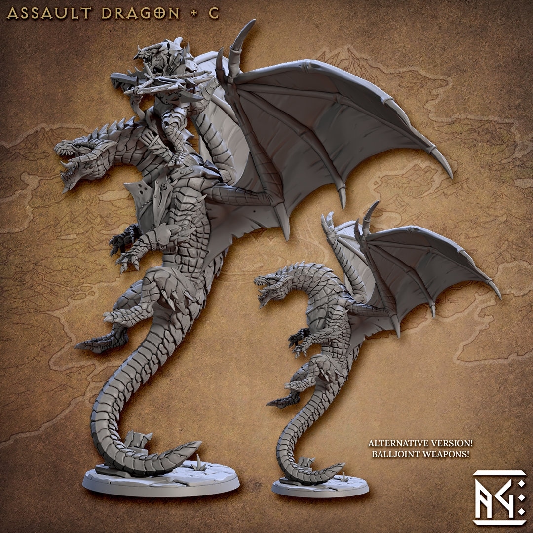 Draconian Assault Drake V3 (50mm Base) 3D Printed Resin Miniature ...