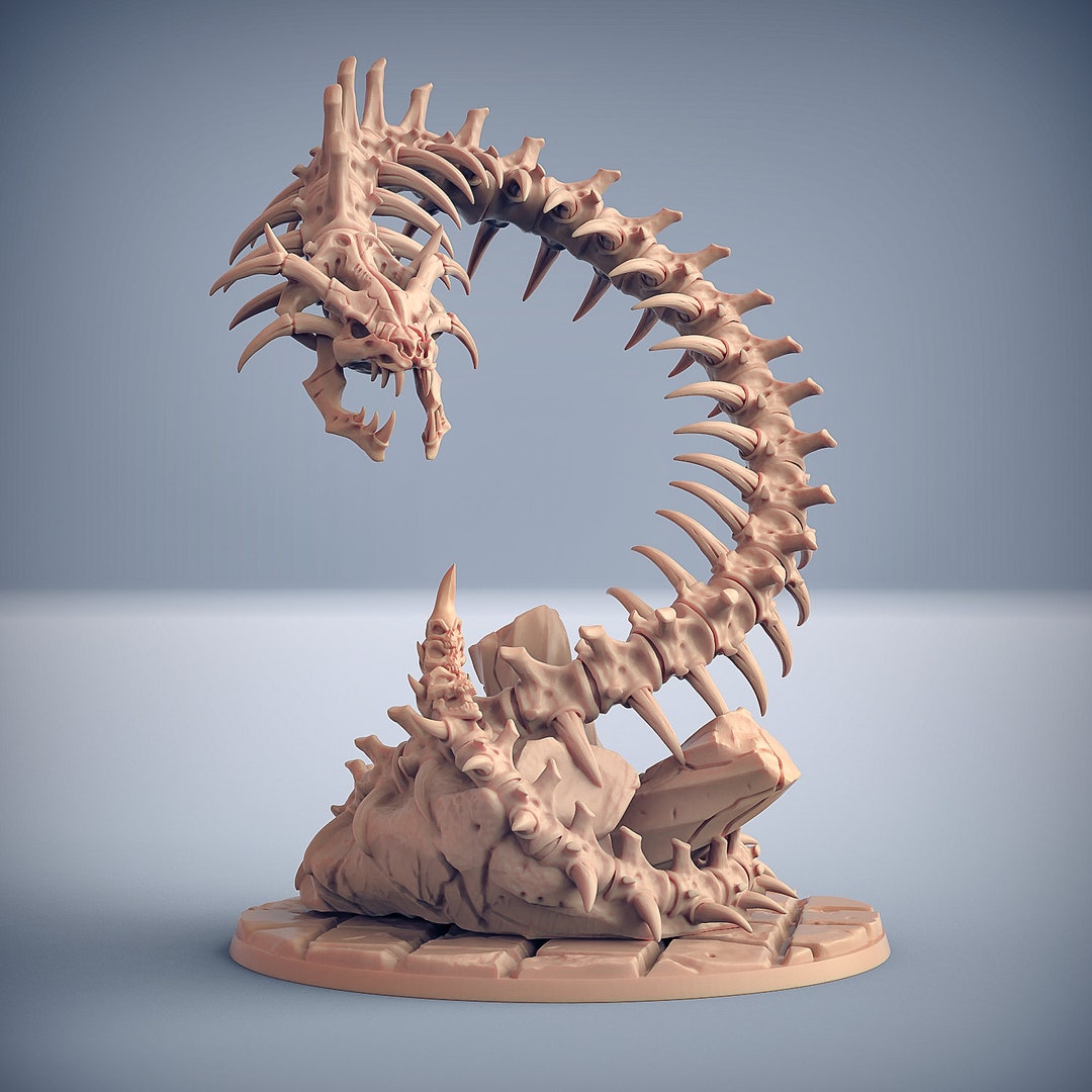 Nagarot Bone Naga (100mm Base) 3D Printed Resin Miniature | Tabletop ...