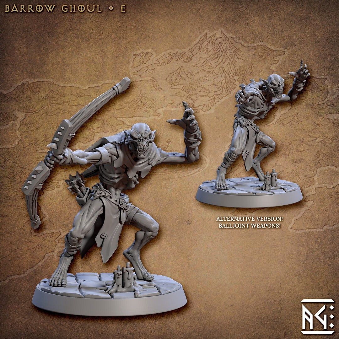Rodburg Barrows Ghoul V5 (30mm Base) 3D Printed Resin Miniature ...