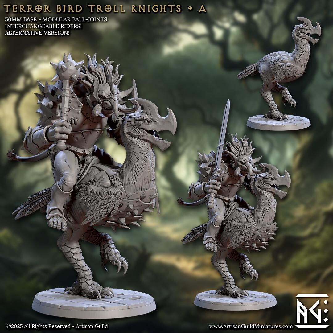Ironkeep Troll Terror Bird Knight V1 (50mm Base) 3D Printed Resin ...
