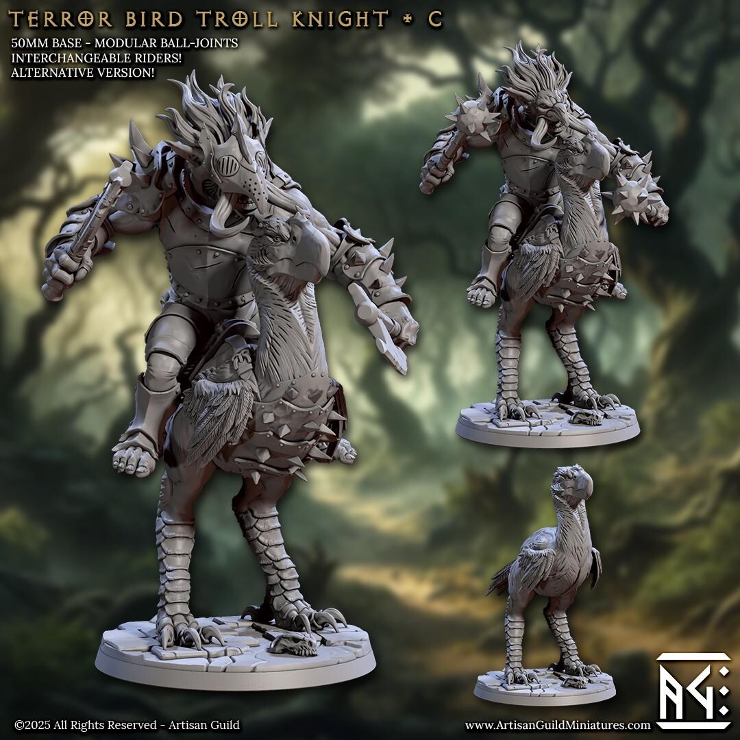 Ironkeep Troll Terror Bird Knight V3 (50mm Base) 3D Printed Resin ...