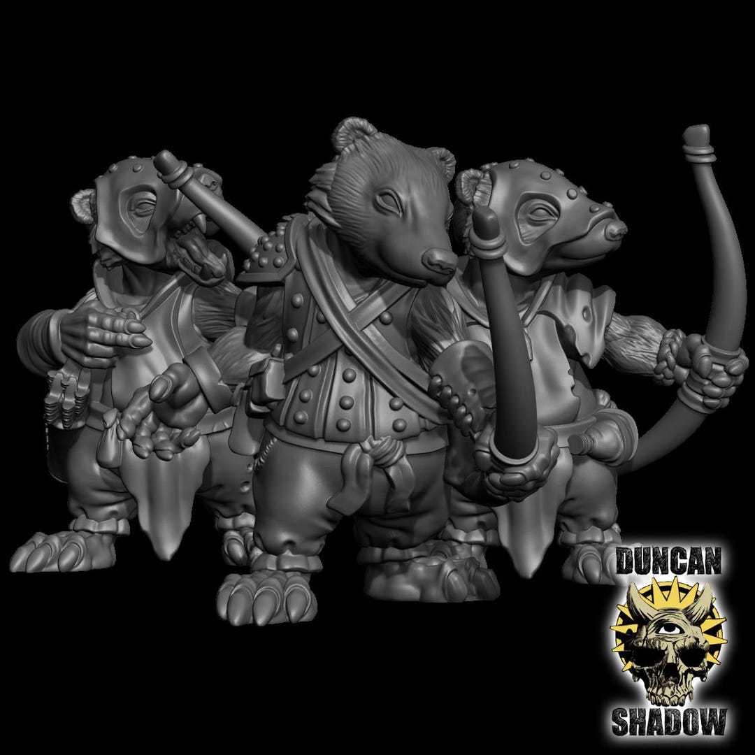 Badger Folk Ranger With Bows 3D Printed Resin Miniature | Tabletop Role ...