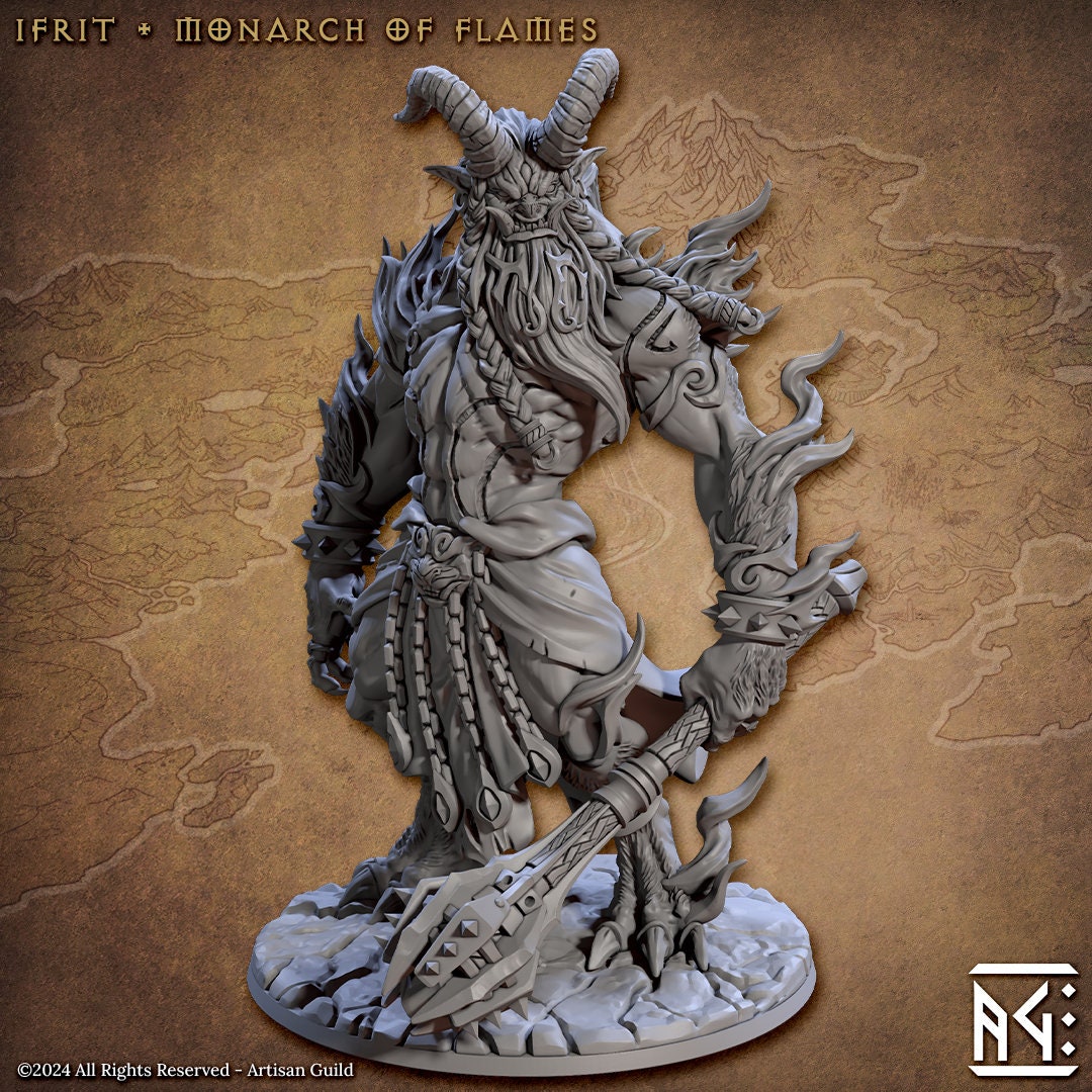 Ifrit Monarch of the Flames (100mm Base) 3D Printed Resin Miniature ...
