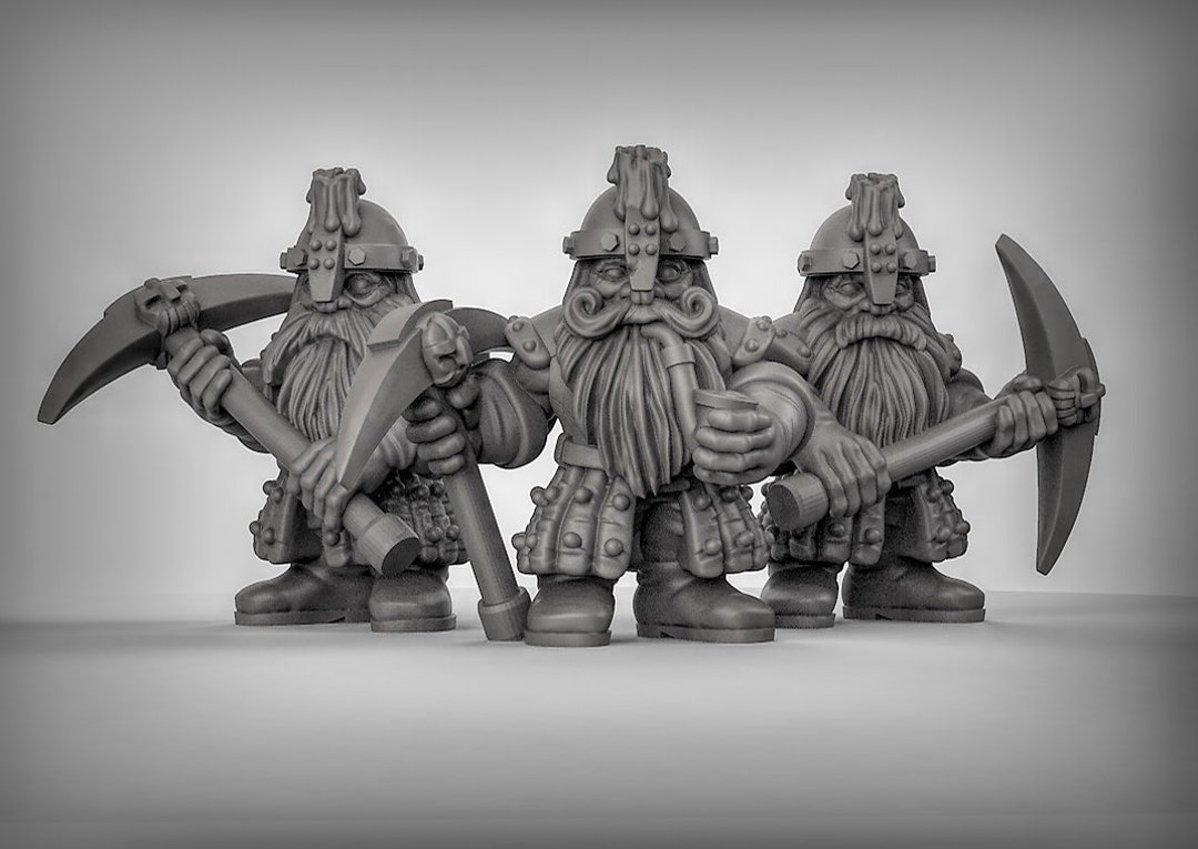 Dwarven Miners 3D Printed Resin Miniature | Tabletop Role Playing ...