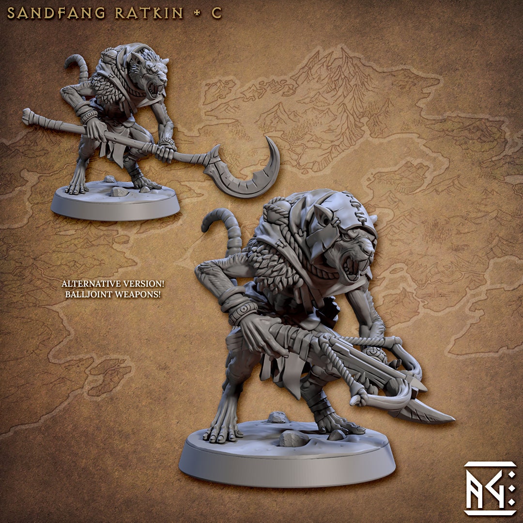 Sandfang Ratkin V3 (25mm Base) 3D Printed Resin Miniature | Tabletop ...
