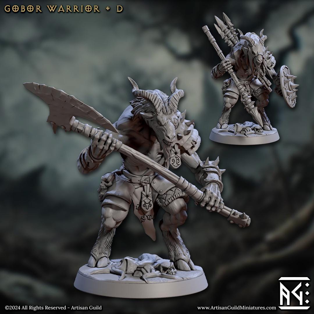 Gobor Beastmen Warrior V4 (30mm Base) 3D Printed Resin Miniature ...