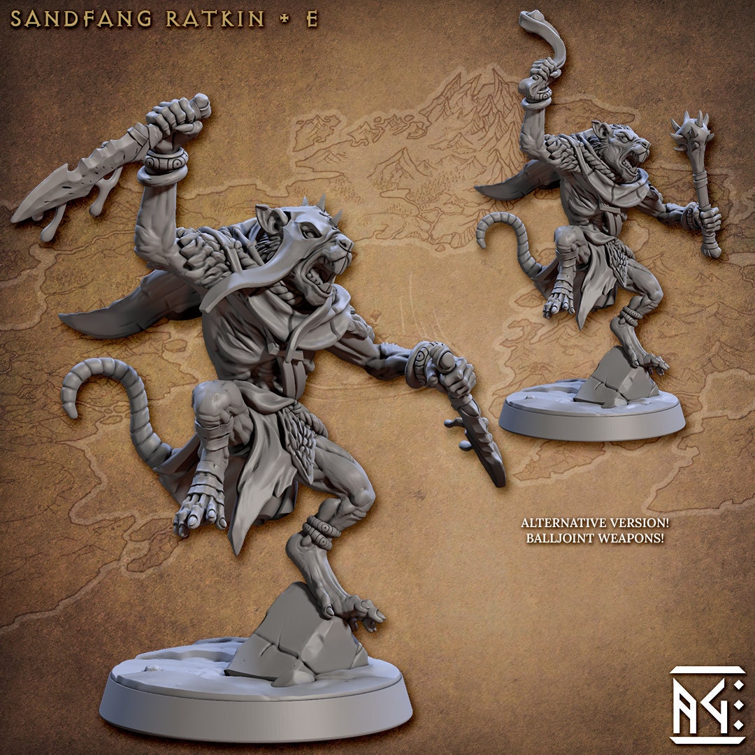 Sandfang Ratkin V5 (25mm Base) 3D Printed Resin Miniature | Tabletop ...