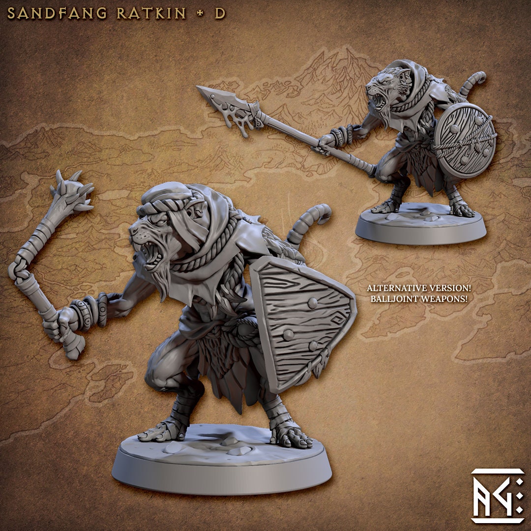 Sandfang Ratkin V4 (25mm Base) 3D Printed Resin Miniature | Tabletop ...