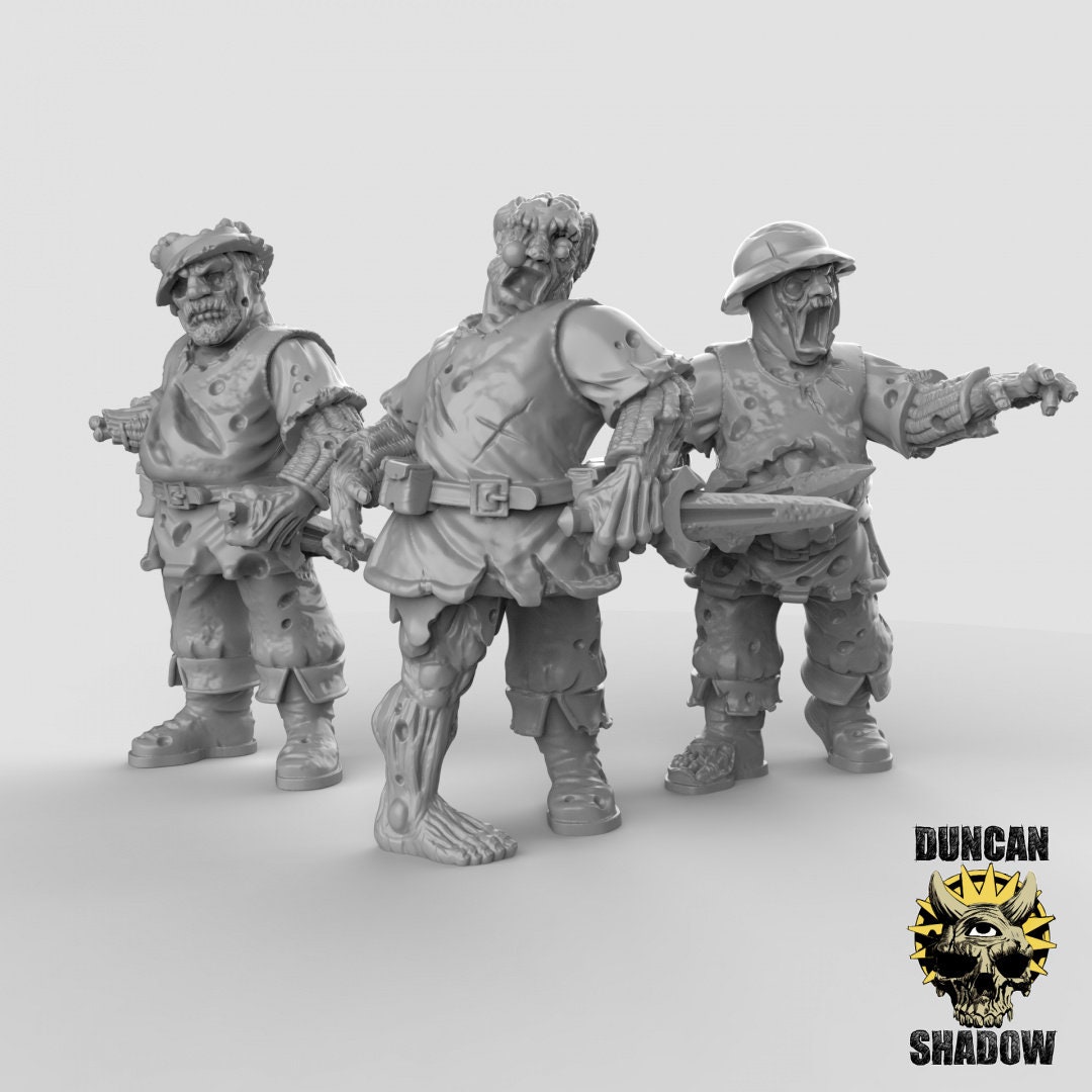 Zombie Town Guard With Daggers 3D Printed Resin Miniature | Tabletop ...