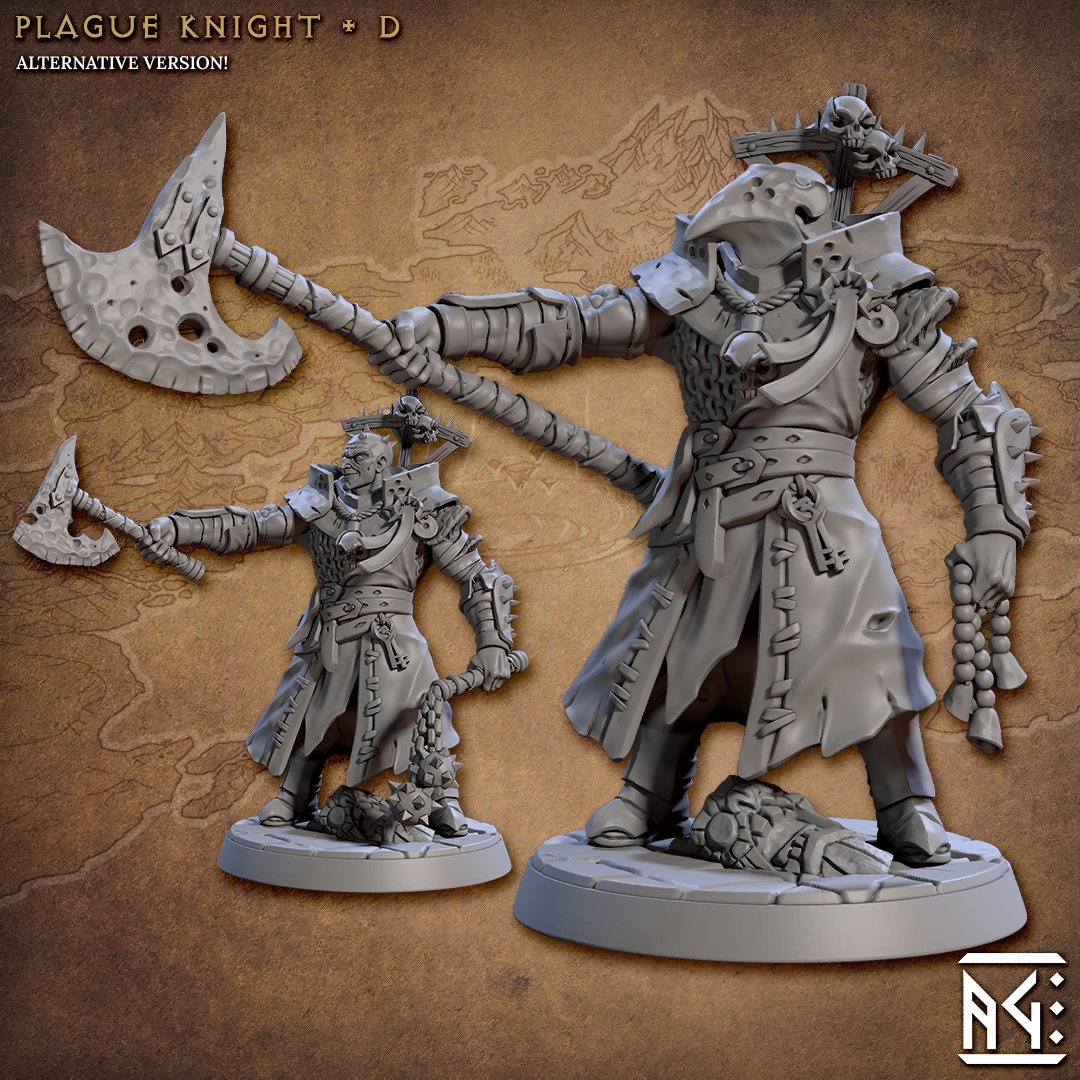 Rodburg Plague Knight V4 (30mm Base) 3D Printed Resin Miniature ...