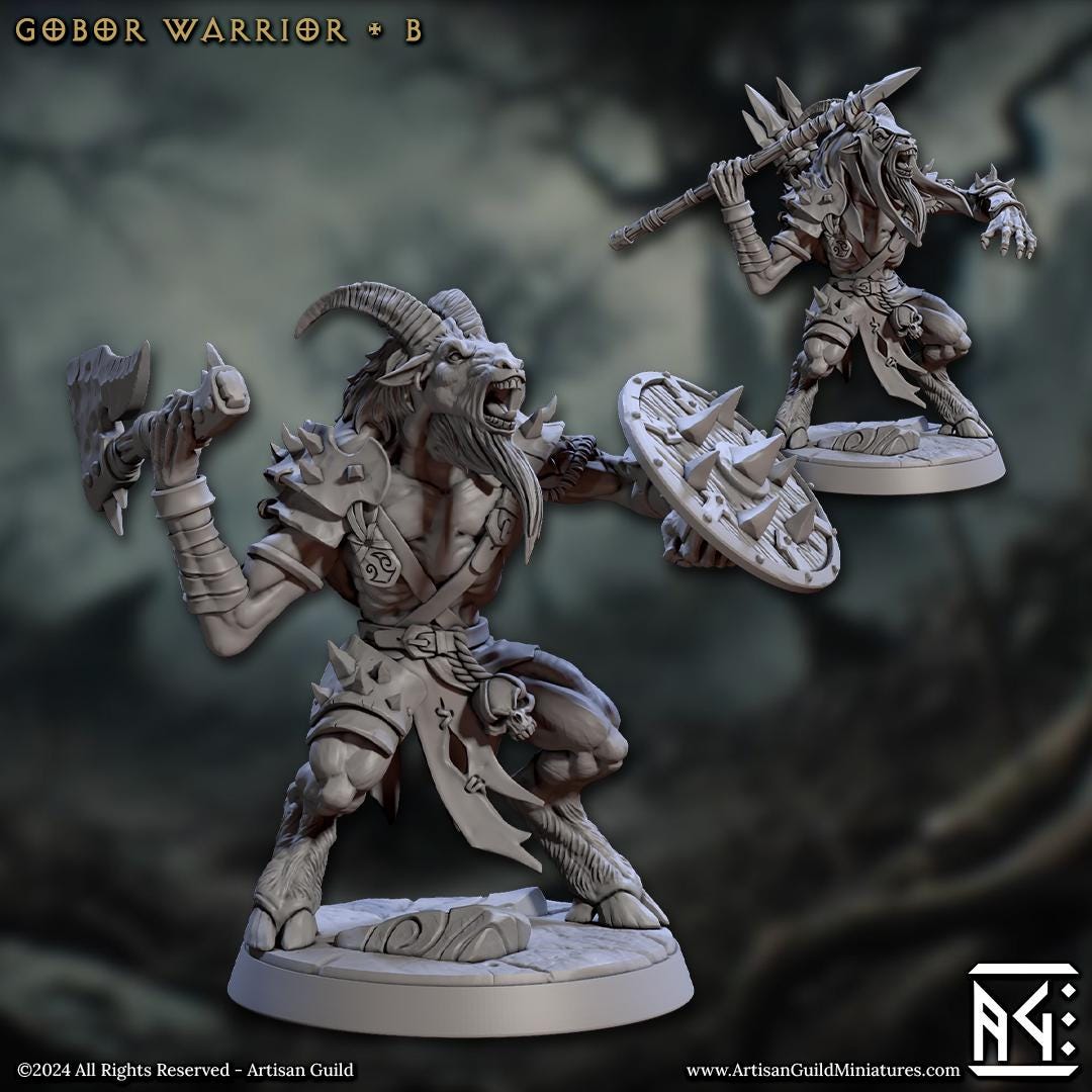 Gobor Beastmen Warrior V2 (30mm Base) 3D Printed Resin Miniature ...