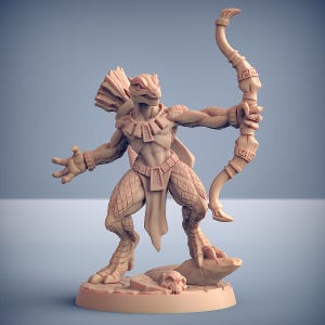 Female Goldmaw Lizard Archer 3D Printed Resin Miniature Tabletop Role ...