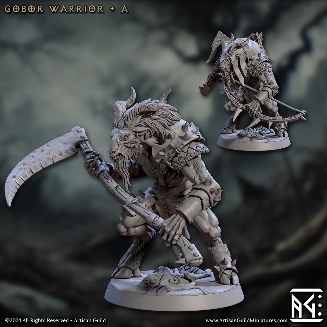 Gobor Beastmen Warrior V1 (30mm Base) 3D Printed Resin Miniature ...