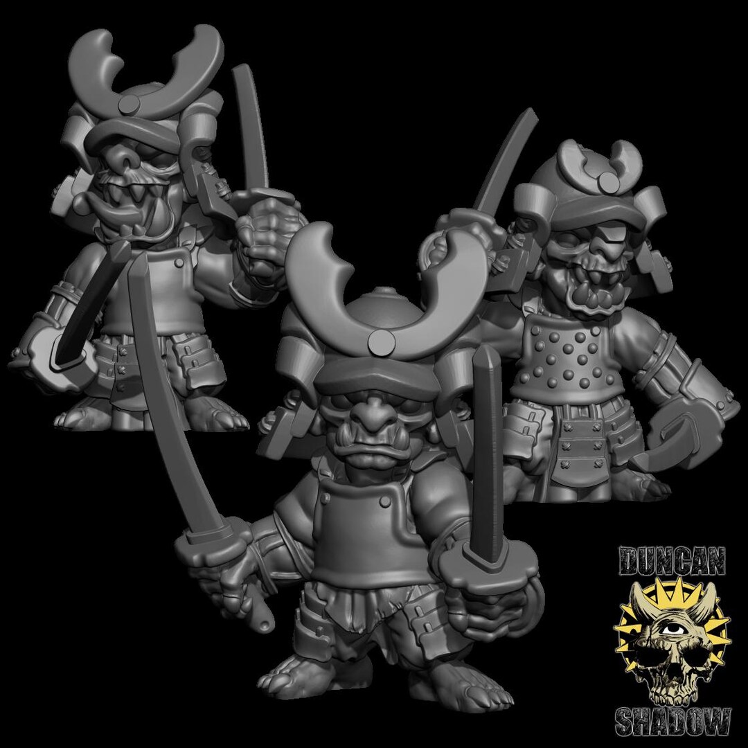 Goblin Samurai With Swords 3D Printed Resin Miniature | Tabletop Role ...