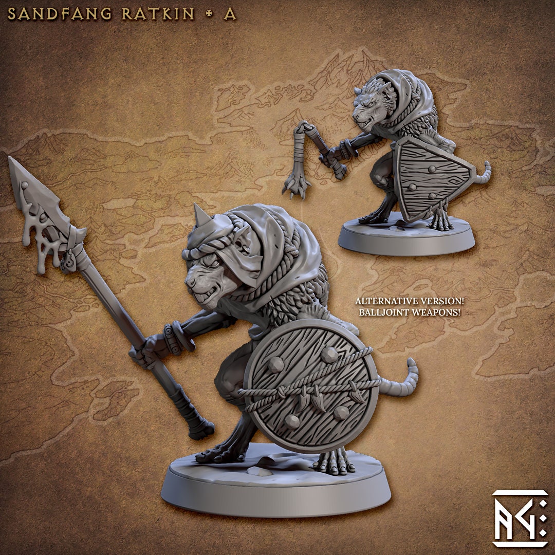Sandfang Ratkin V1 (25mm Base) 3D Printed Resin Miniature | Tabletop ...