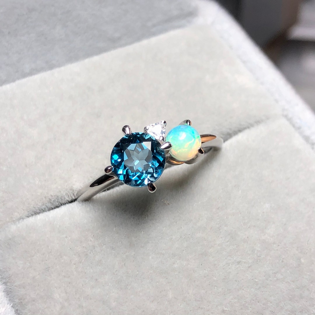 Neptune // London Blue Topaz Ring | Toi Et Moi Ring | Welo Opal Topaz ...