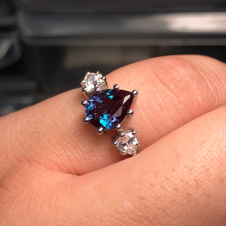 Alexandrite Anastasia // Pear Cut Alexandrite Ring | Etsy