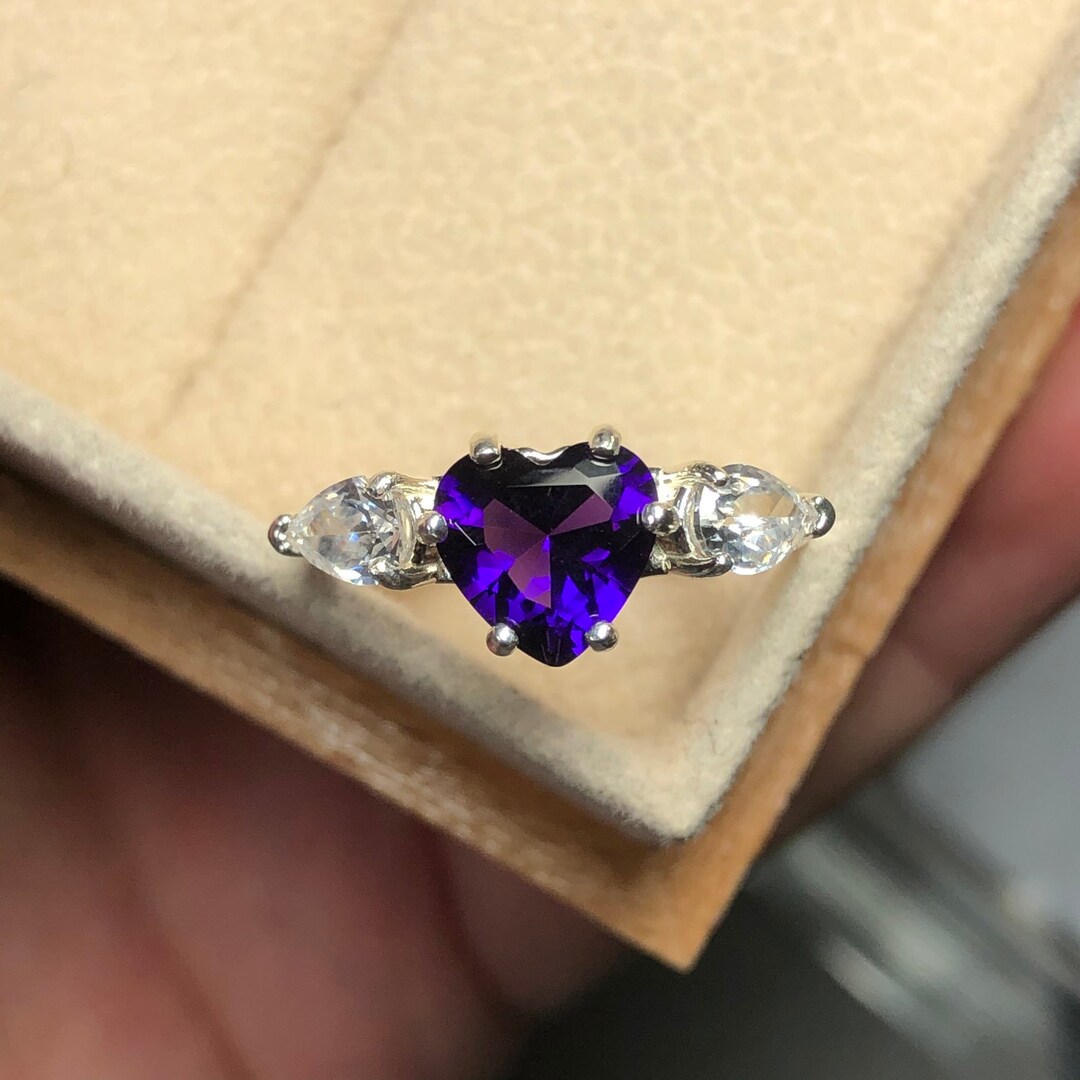Anna // Heart Cut Gemstone Ring W/ Pear Cut CZ Accents - Etsy
