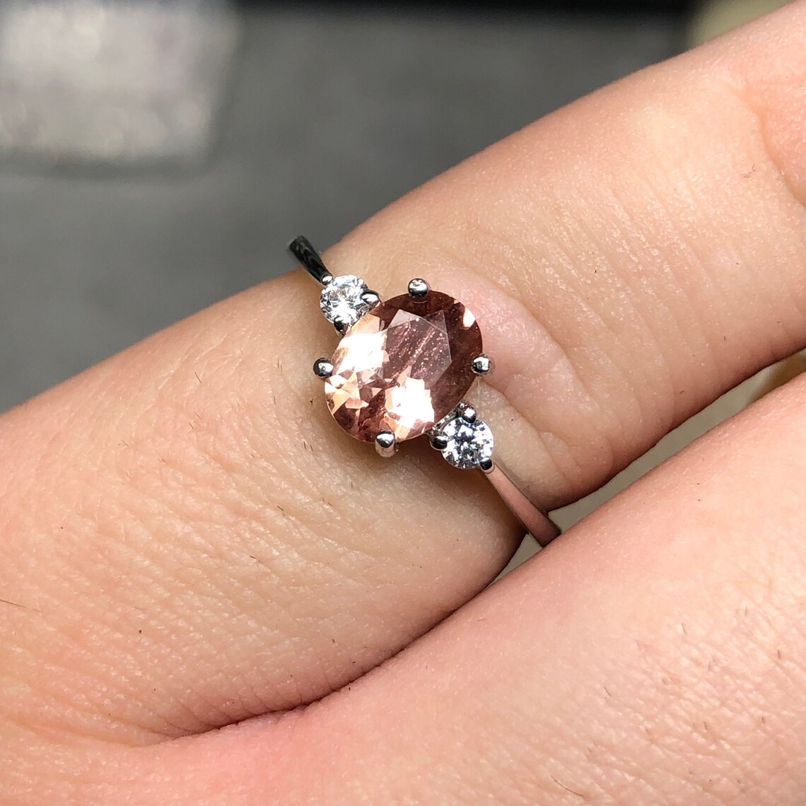 Sunstone Iapetus V. 2 // Oval Cut Gemstone Ring | Accented Oval Ring ...