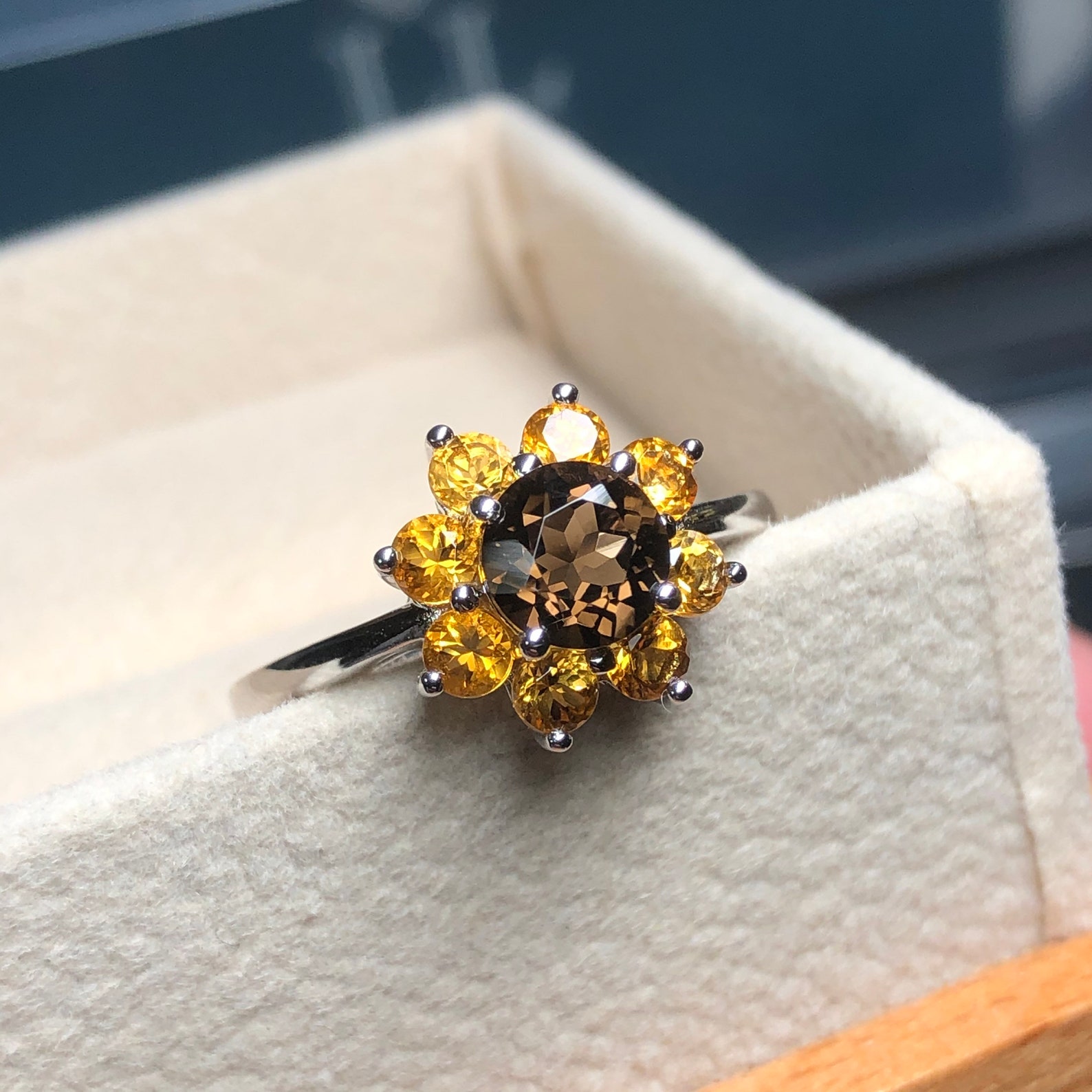 The Sunflower // Sunflower Ring | Sunflower Engagement Ring | Sterling ...