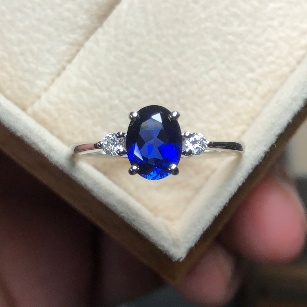 Sapphire Iapetus V. 2 // Oval Cut Gemstone Ring | Accented Oval Ring ...