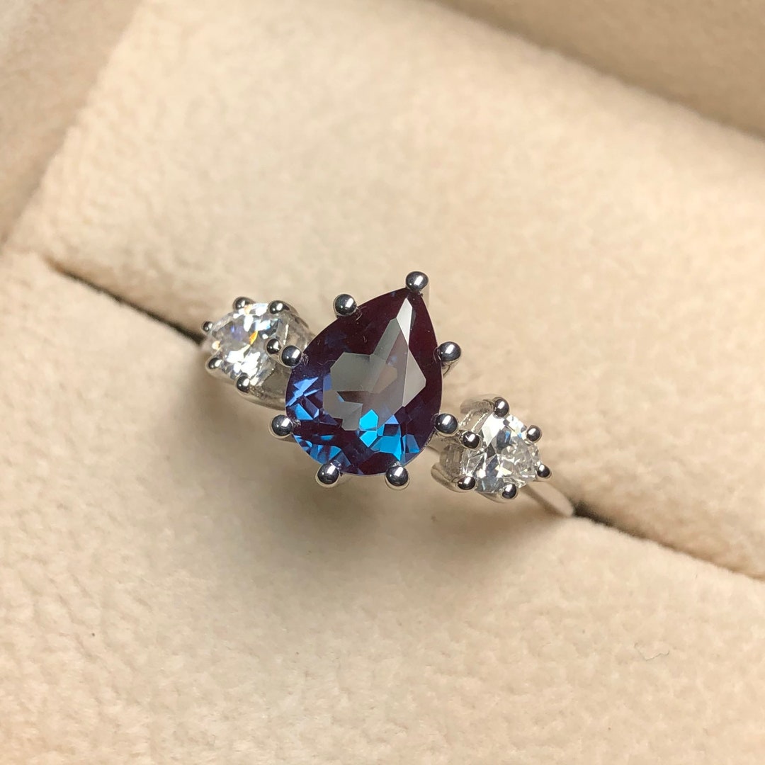 Alexandrite Anastasia // Pear Cut Alexandrite Ring | Alexandrite ...