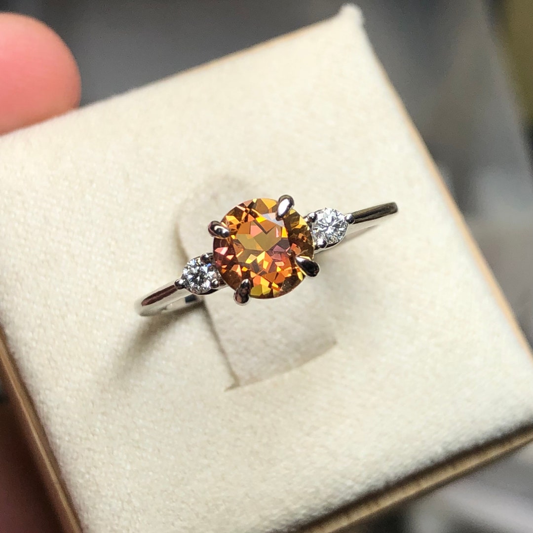 Iapetus V.3 // Round Cut Gemstone Ring | Accented Round Ring | Topaz ...