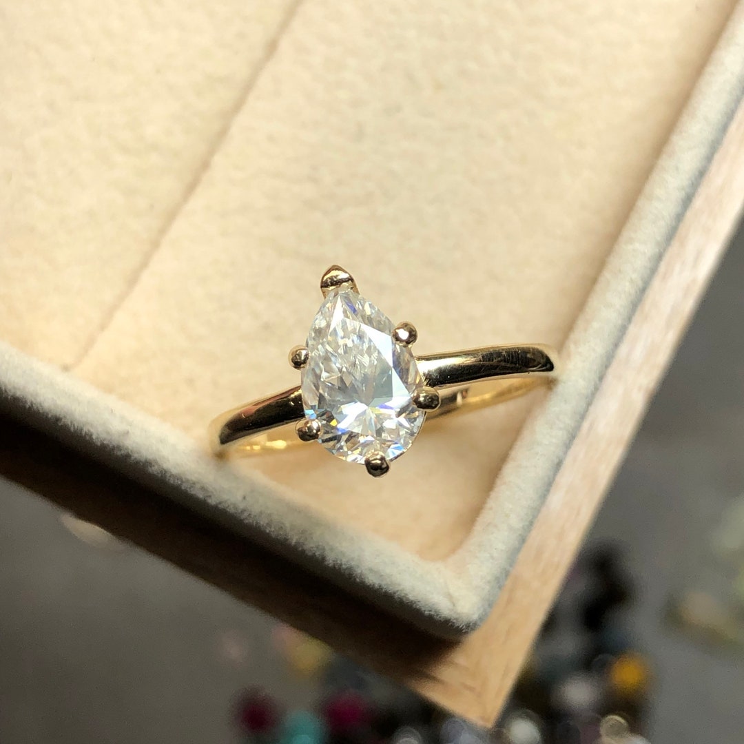 Maya // Pear Cut Engagement Ring | Moissanite Engagement Ring | 14kt ...