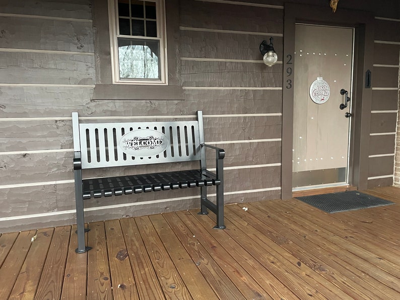 Custom Metal Welcome Bench - Etsy
