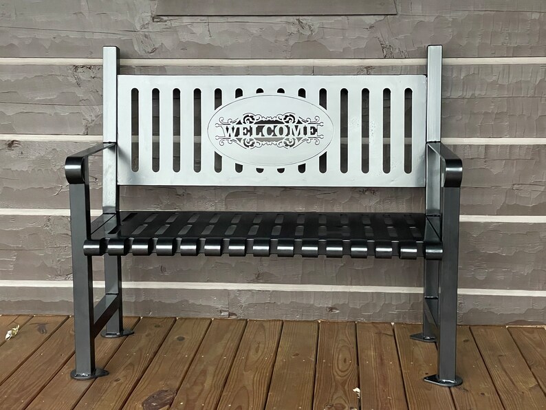 Custom Metal Welcome Bench - Etsy
