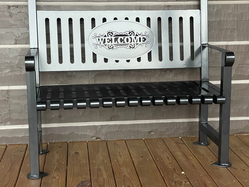 Custom Metal Welcome Bench - Etsy
