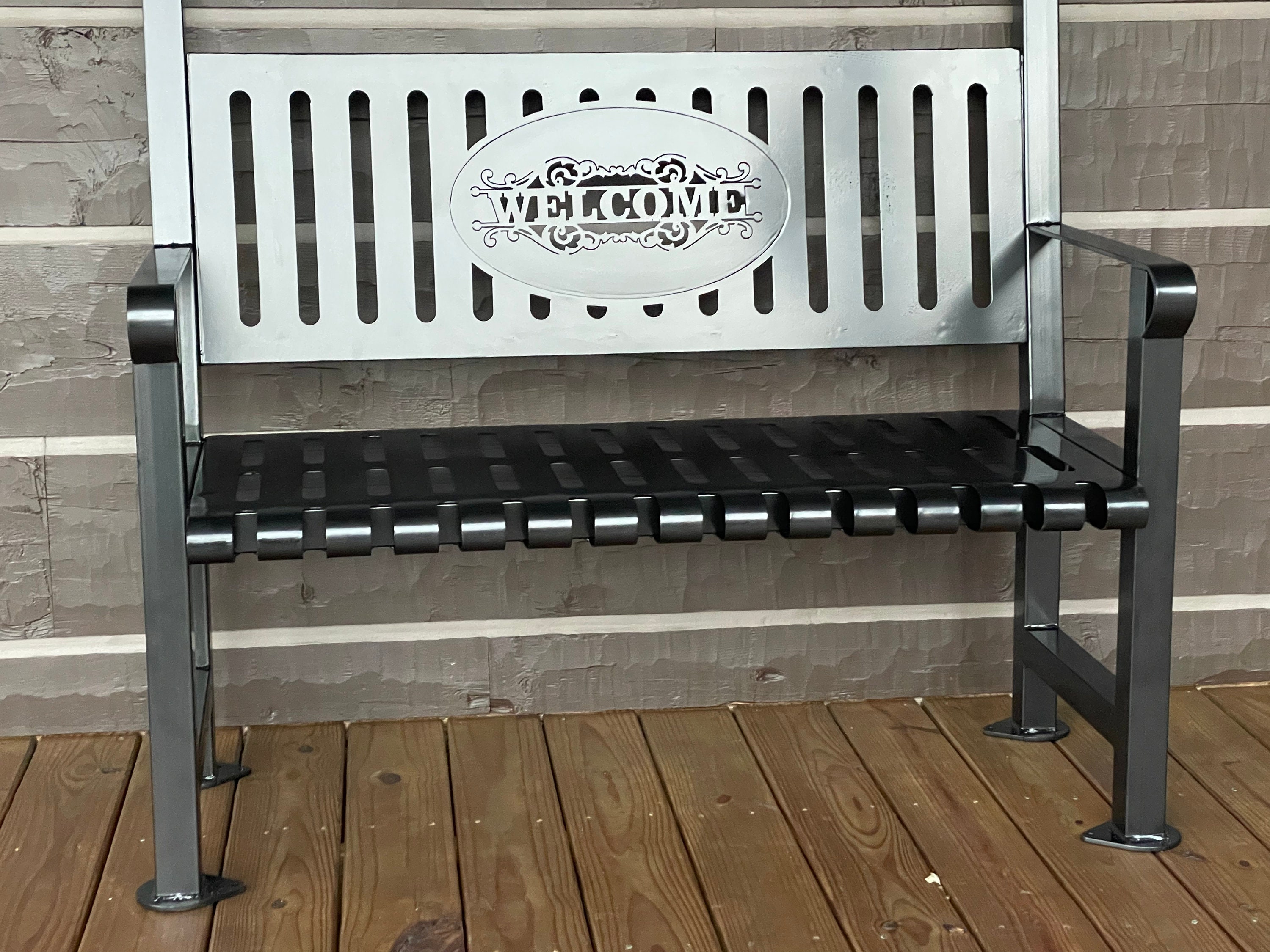 Custom Metal Welcome Bench - Etsy