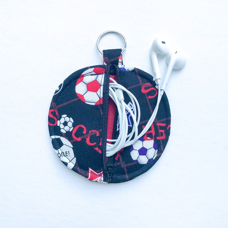Earbud Pouch Soccer // Coin Purse // Jewelry Holder // Fashion Pouch ...