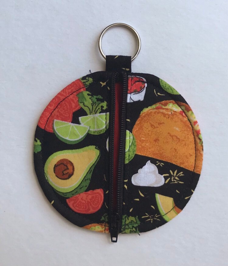 Earbud Pouch Taco Food // Coin Purse // Jewelry Holder // Keychain ...
