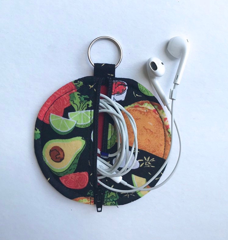 Earbud Pouch Taco Food // Coin Purse // Jewelry Holder // Keychain ...