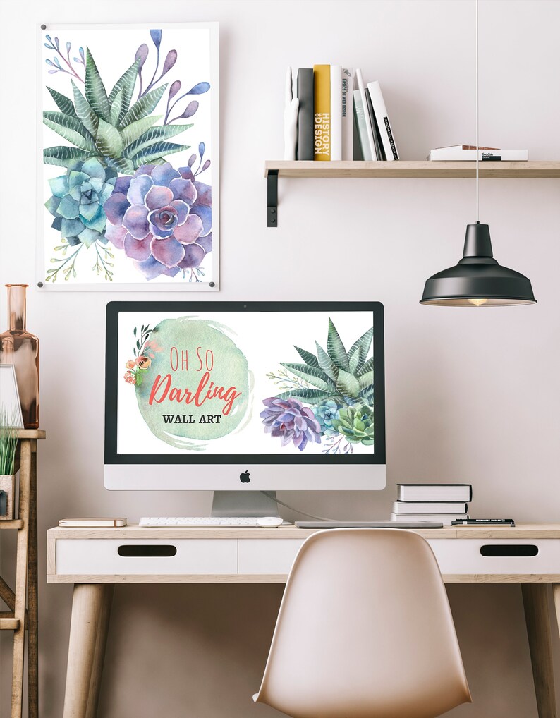 Cacti Watercolor Succulent Wall Art Printable Decor SET of 3 - Etsy