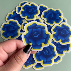 Blue Rose | Transparent Vinyl Sticker - Etsy
