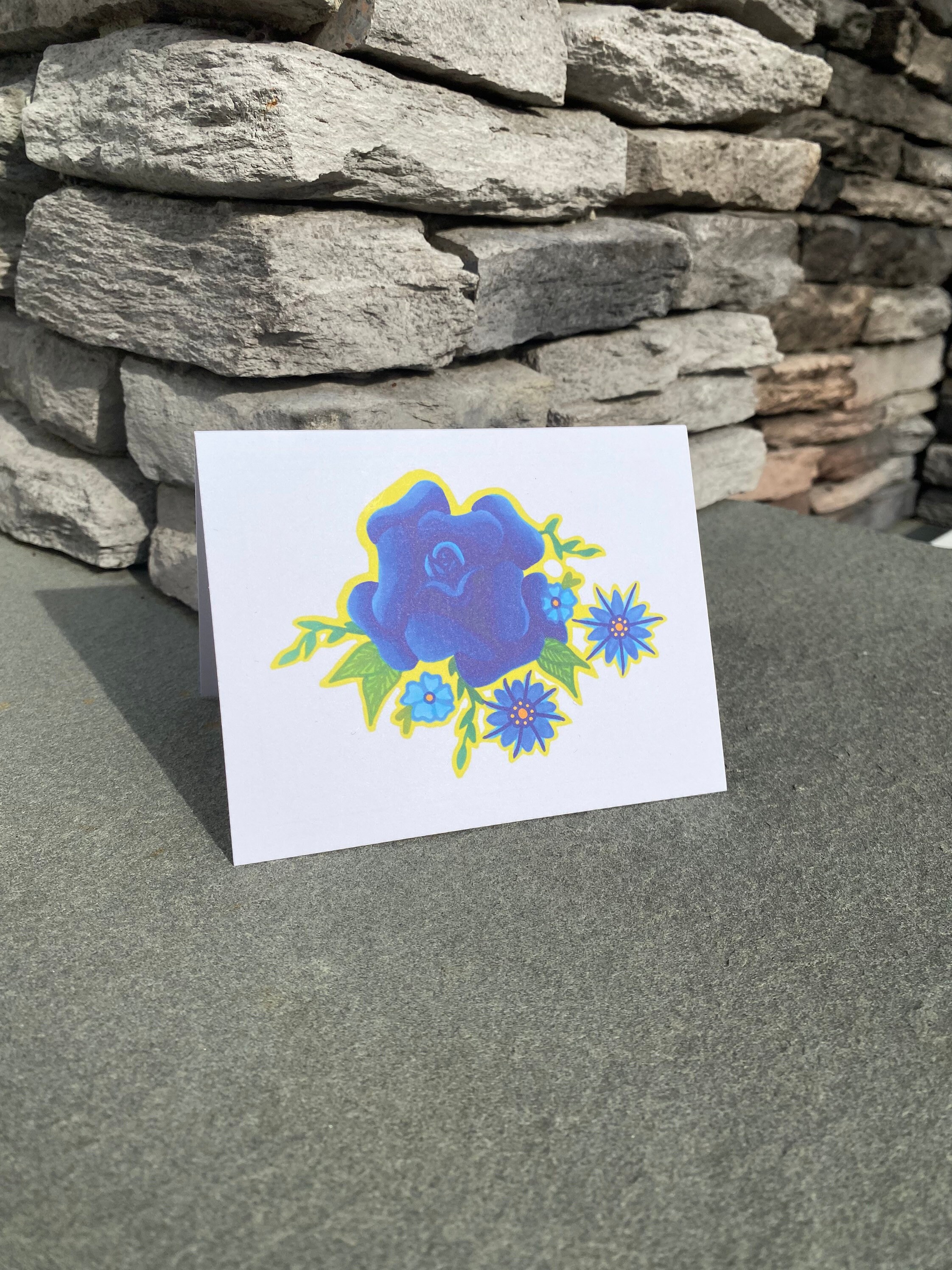 Packs of 4 Blank Blue Rose Cards | Envelopes Included - Etsy