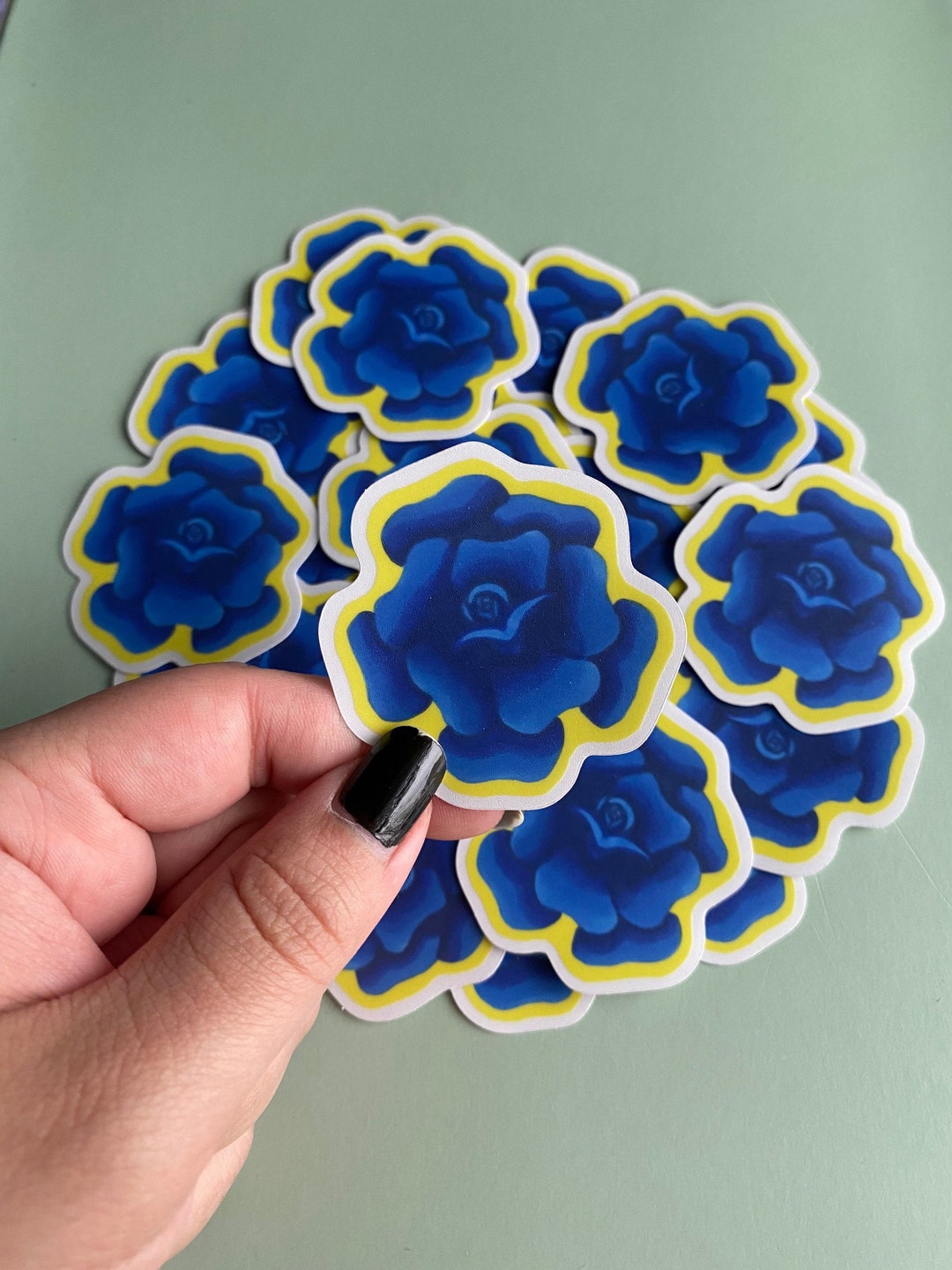 Blue Rose | Transparent Vinyl Sticker - Etsy