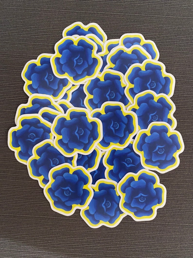Blue Rose | Transparent Vinyl Sticker - Etsy
