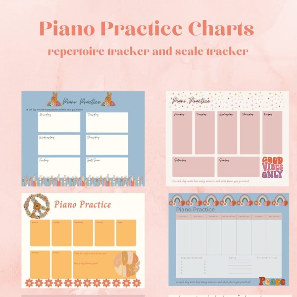 Music Practice Tracker Scale Tracker Repertoire List Piano Lesson Music ...
