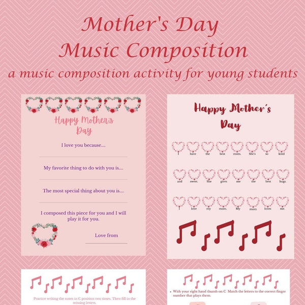 Mother's Day Composition Piano Lesson Activity Music Lesson Homeschool ...