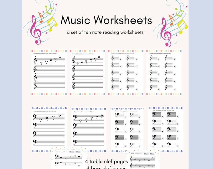 Beginner Music Theory Worksheet Bundle: 22-page Practice Sheets for ...