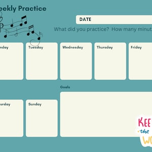 Music Practice Chart Weekly Piano Lessons Music Lessons Piano Printable ...