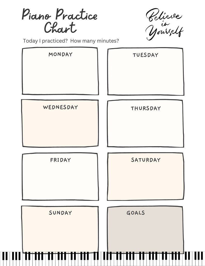 Piano Practice Charts Weekly Piano Lessons Music Lessons Practice ...