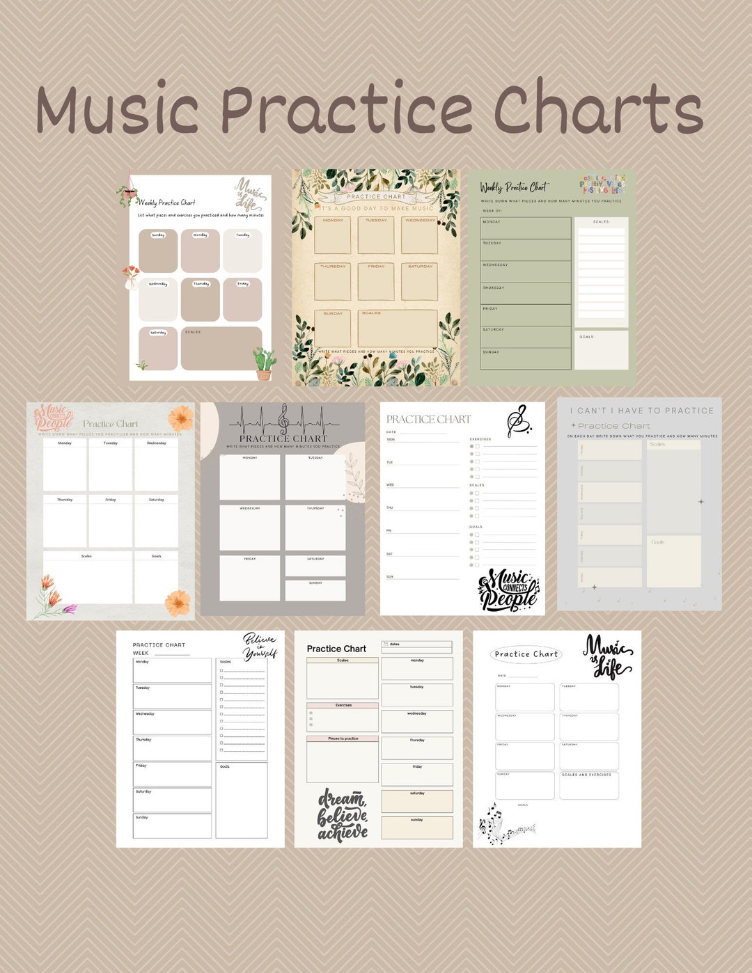 Music Practice Charts Practice Tracker Music Lesson Piano Lesson Piano ...