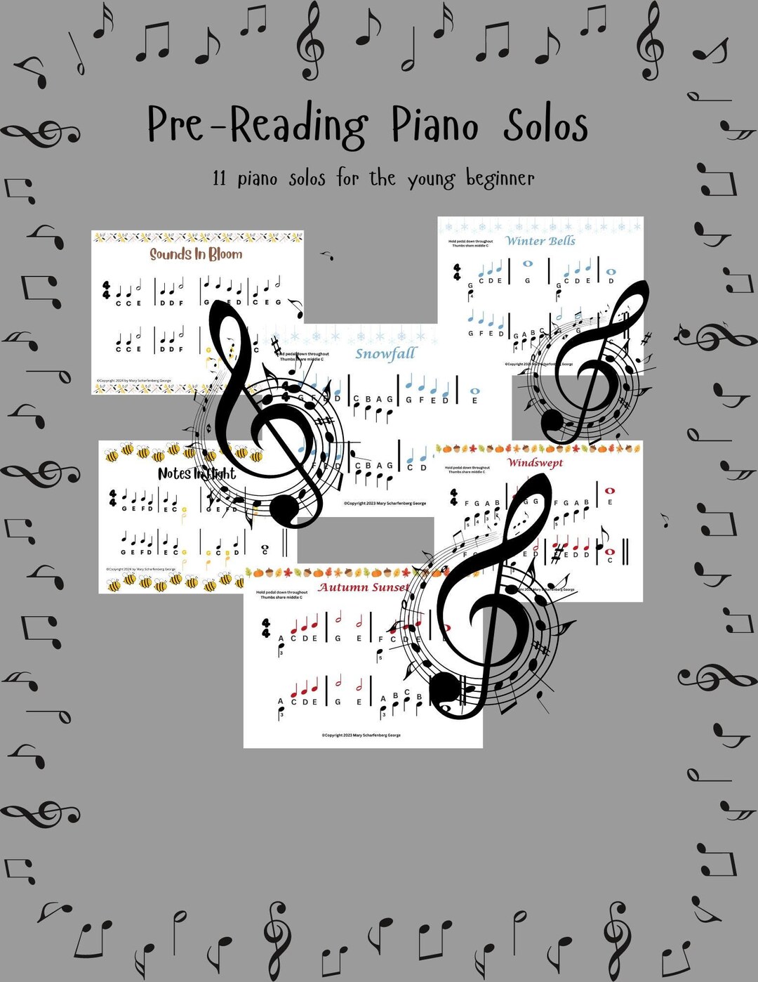 Pre Reading Piano Solos Beginner Piano Easy Piano Solos Kindergarten ...