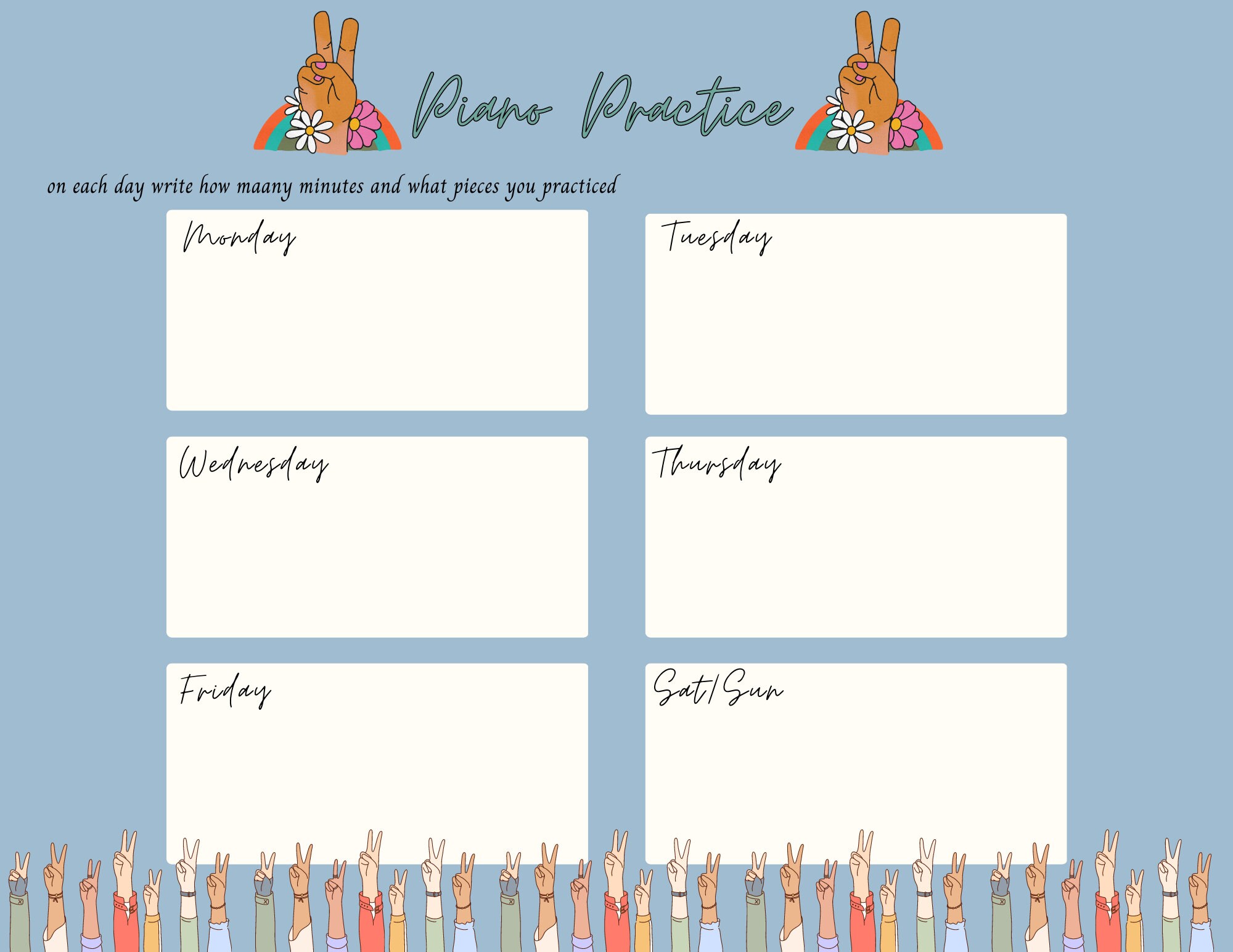 Piano Practice Charts Scale Tracker Practice Tracker Repertoire List ...